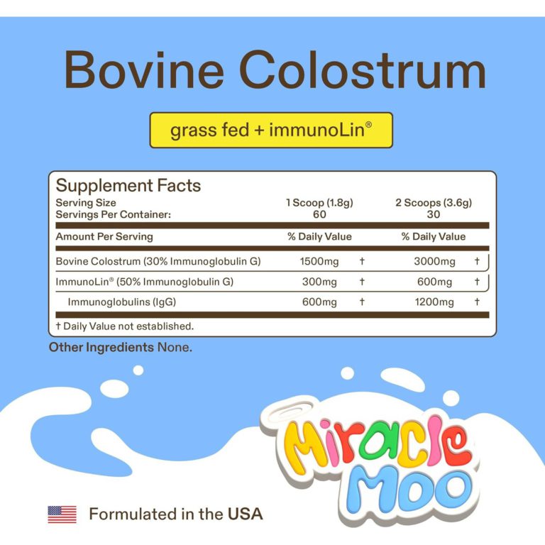 Miracle Moo. Colostrum 1,500 mg - Calostro Bovino - 60 porciones en ...