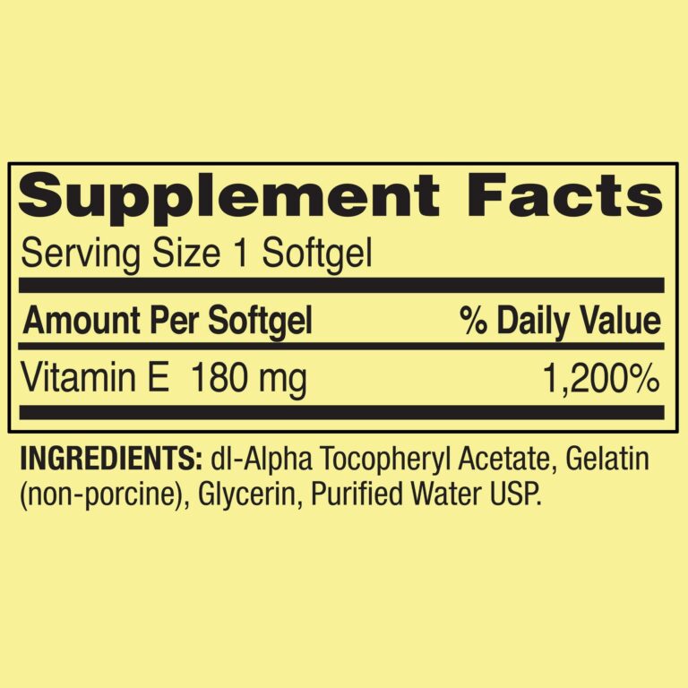 Spring Valley. Vitamina E 180 mg (400 UI) - 500 cápsulas blandas por ...